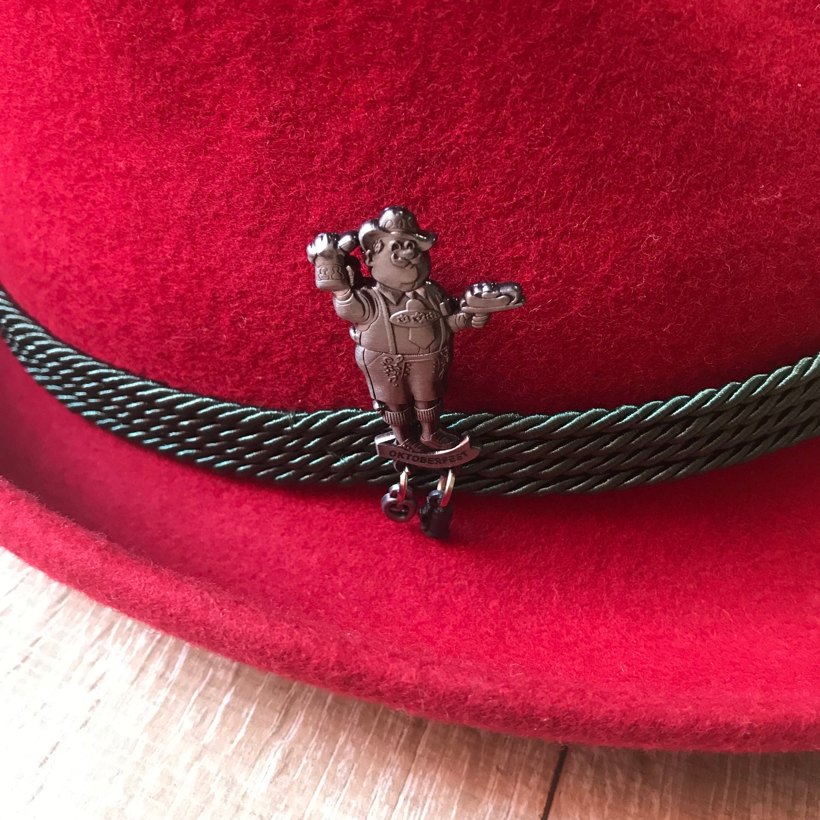 German Hat Medallion Pin With Embossed Metal Design