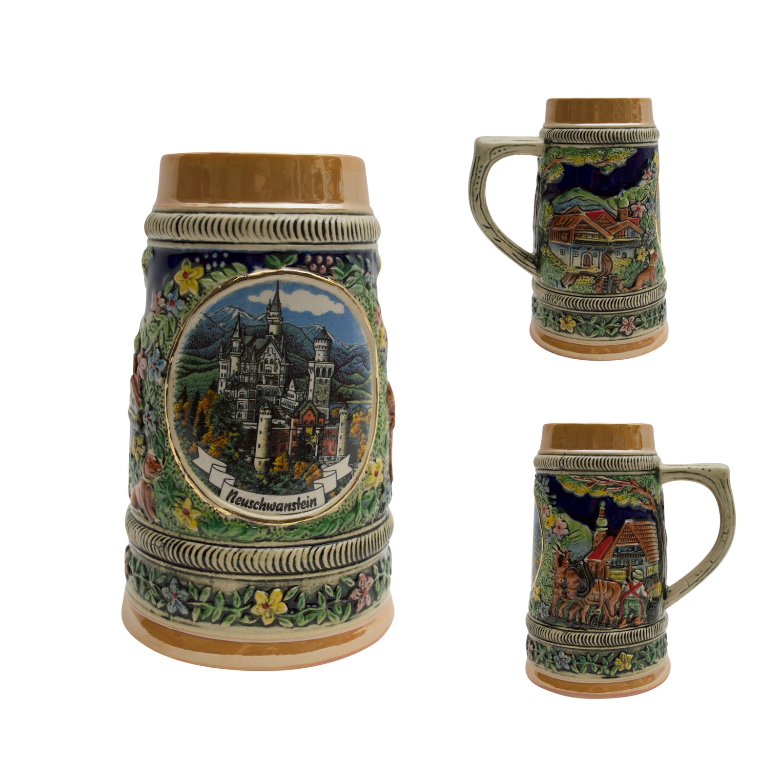 Colorful Neuschwanstein Ludwig’s Castle Ceramic German Beer Stein