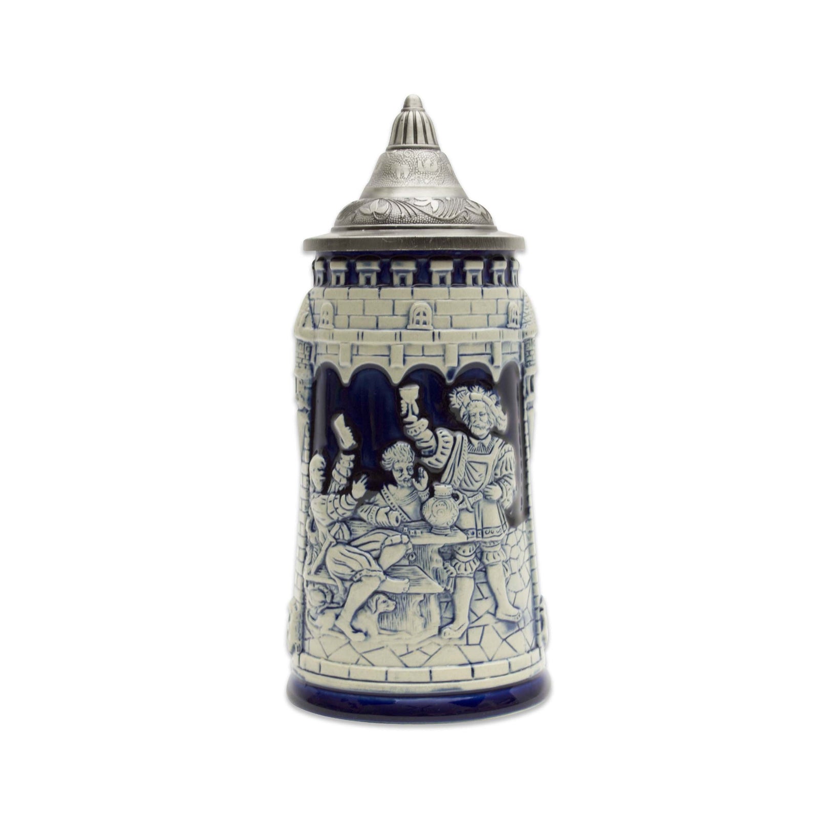 Castle Festival Cobalt Blue German Beer Stein with Metal Lid